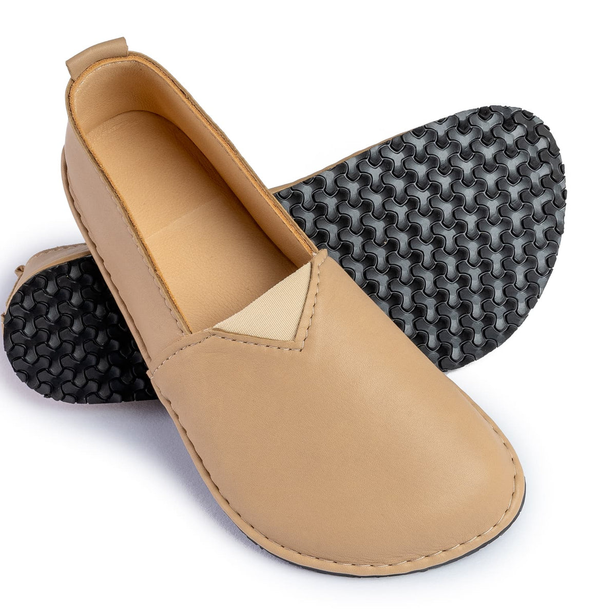 Fuego Barefoot moccasins with triangular stretch panel - beige – LUKS ...